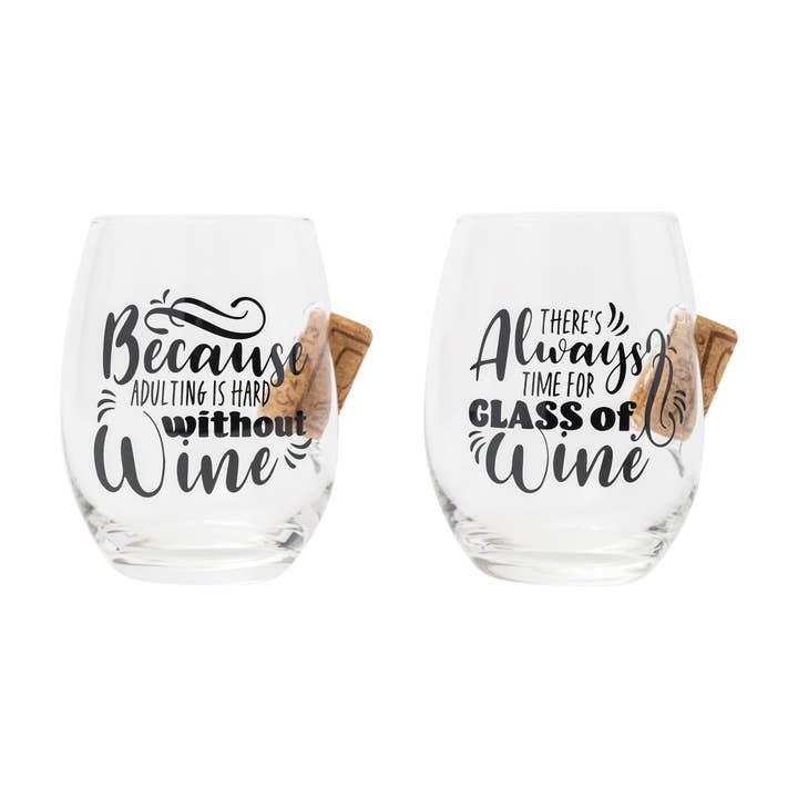 Mad Man Wine Collection Gift Set - Unique, Fun Stemless Glasses