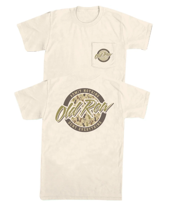 Deer Camo Circle Logo Pocket Tee by Old Row - 100% Cotton Unisex Tee