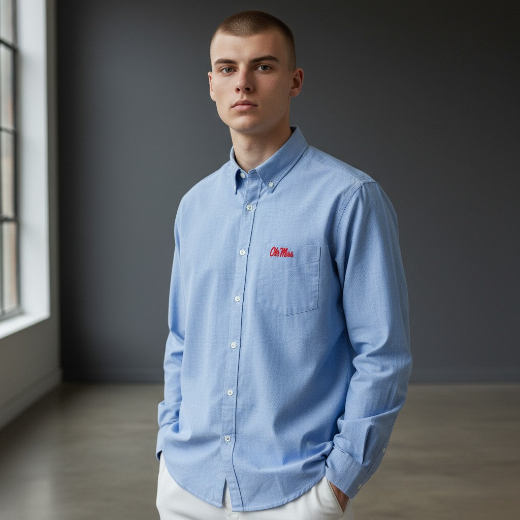 Antigua Ole Miss Rebels Men Button-Down Dress Shirt